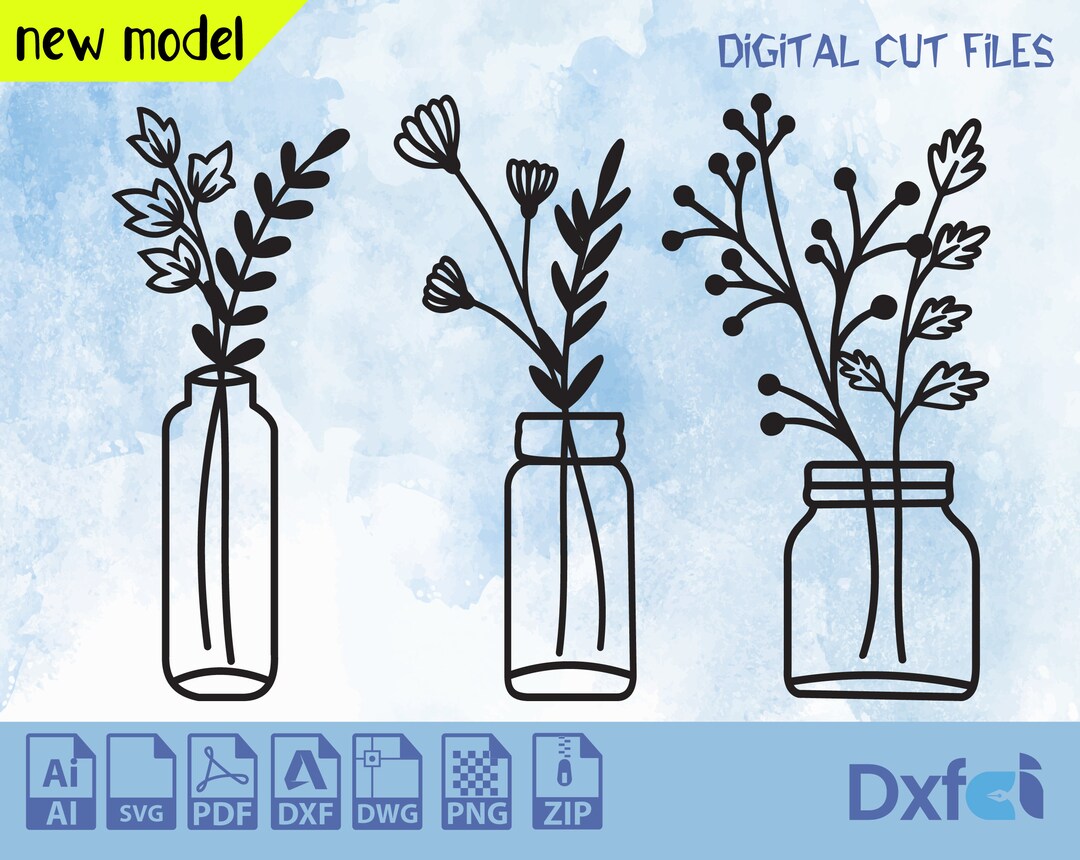Vaso Flower ,vase Flowers Dxf Files Laser Cut Svg Wallart Home Decor ...