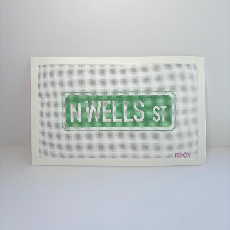 N Wells Street Chicago Needlepoint Canvas -18 Mesh - Etsy