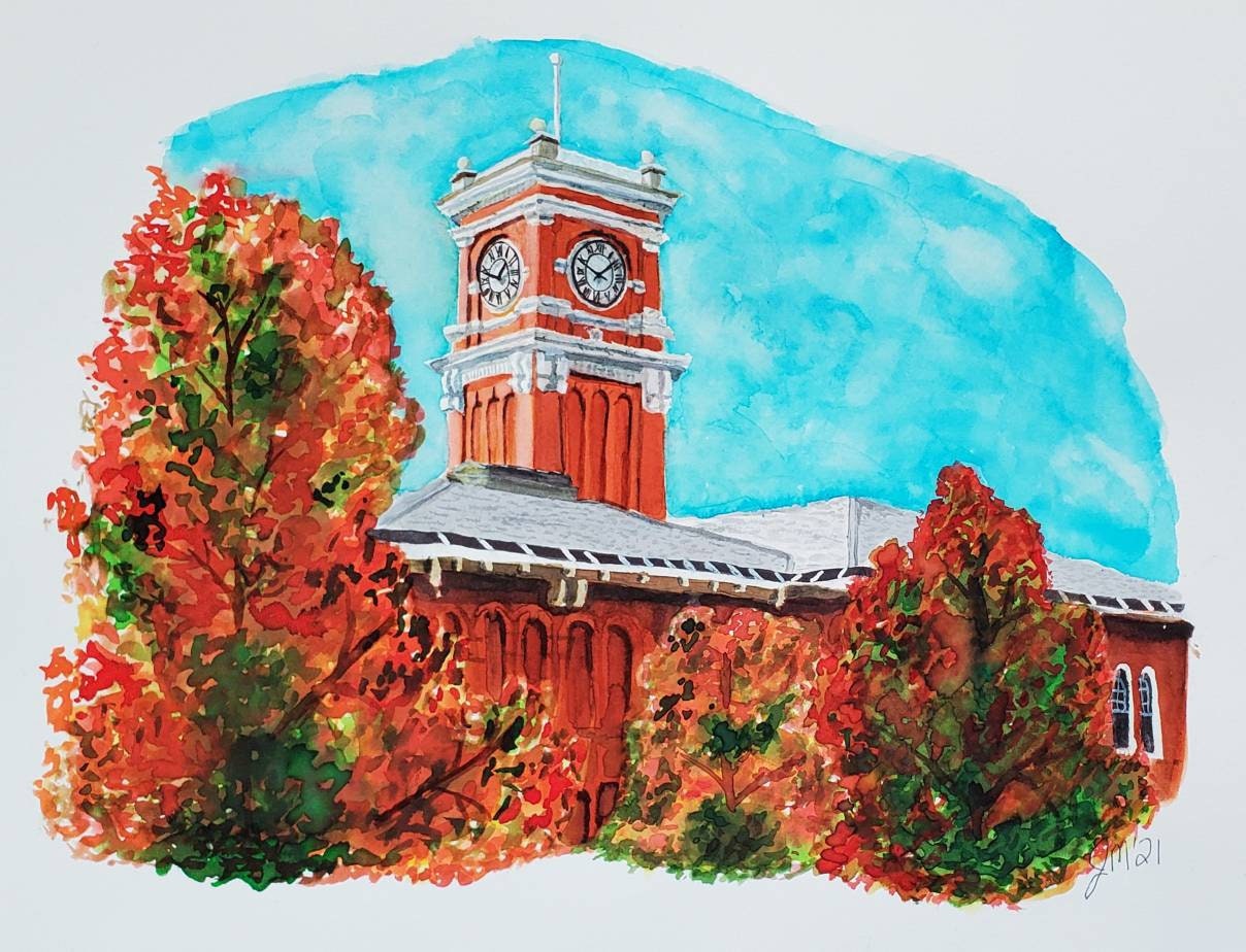 WSU Pullman Bryan Clock Tower Watercolor Giclee Print |graduation ...