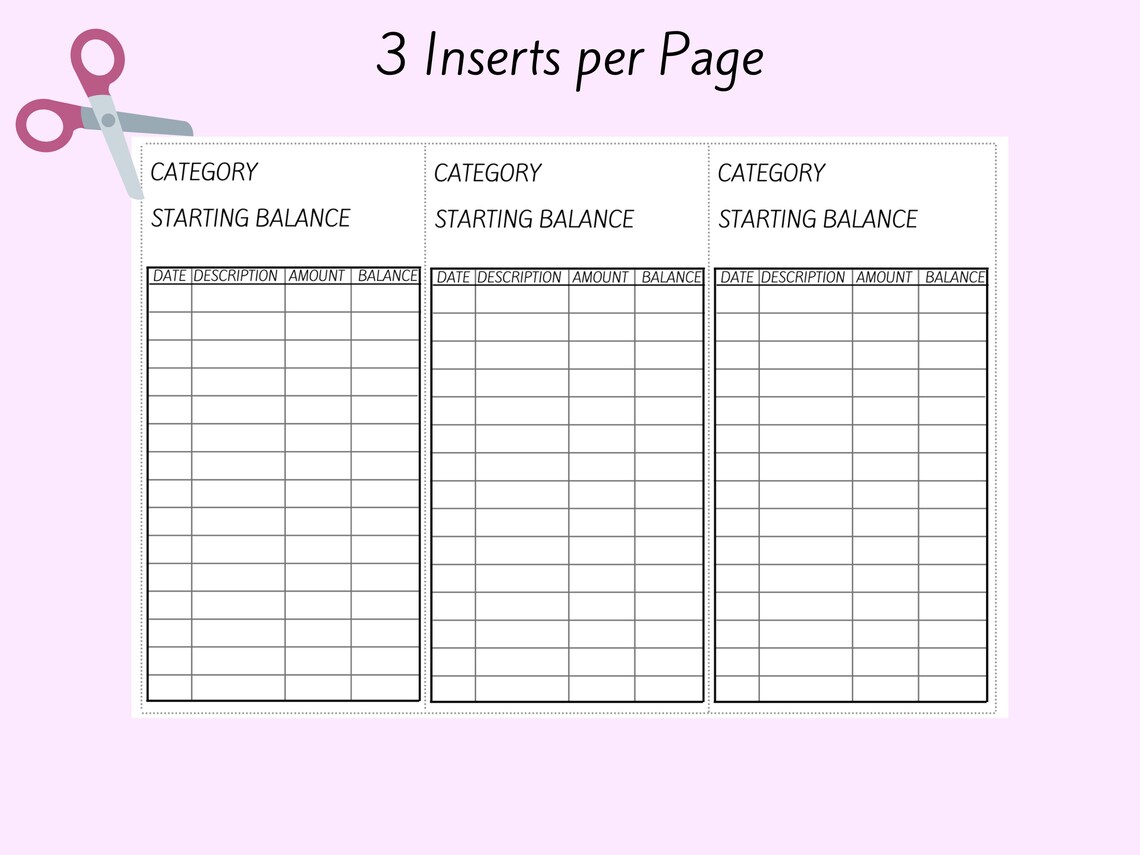 Cash Envelope Inserts Printable Cash Tracker Sinking Funds - Etsy