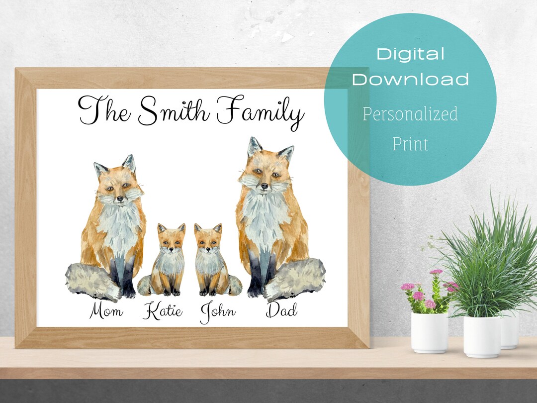 Custom Fox Family Print DIGITAL DOWNLOAD Personalized - Etsy