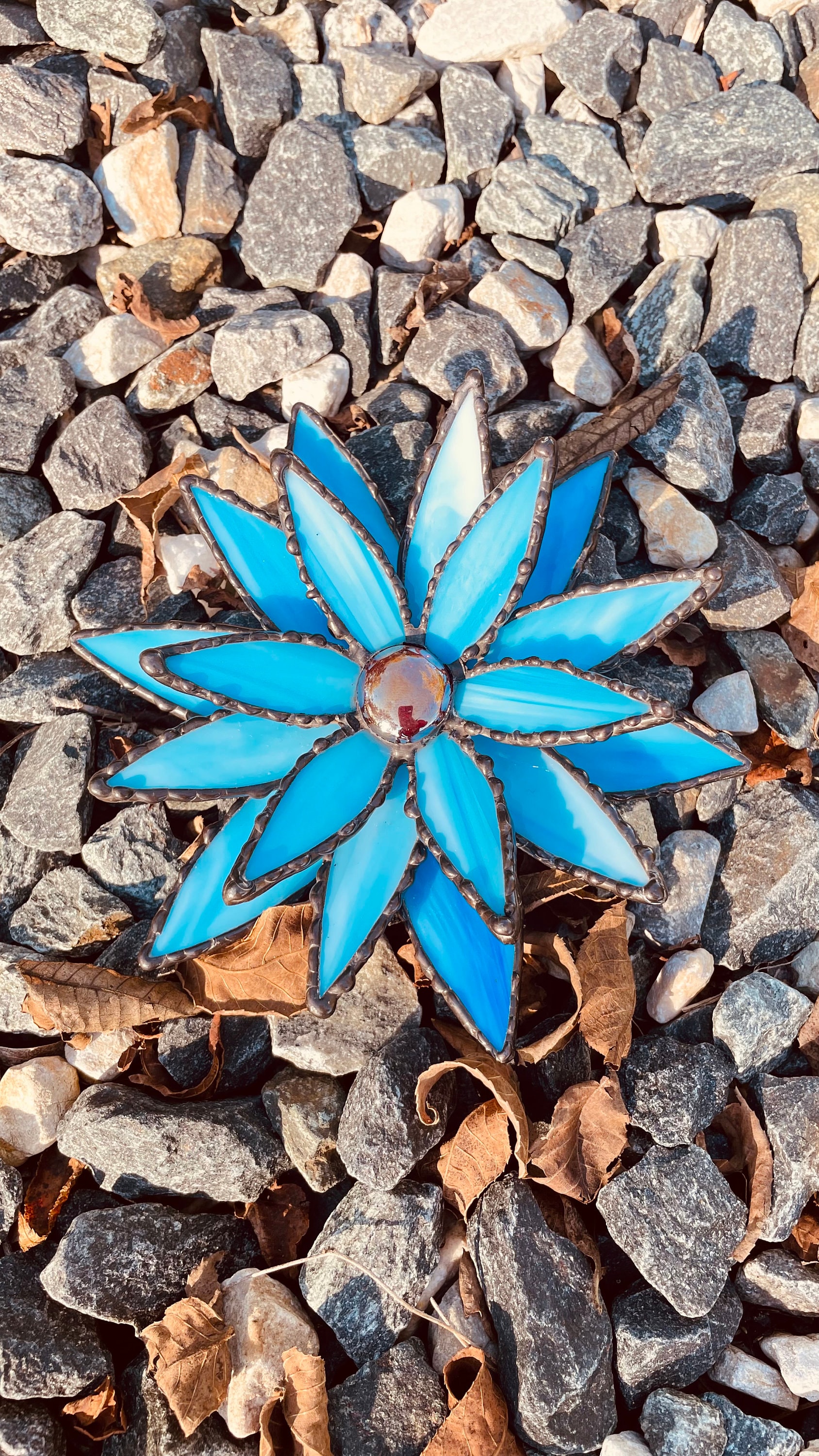 3D Stained Glass Blue Flower - Etsy