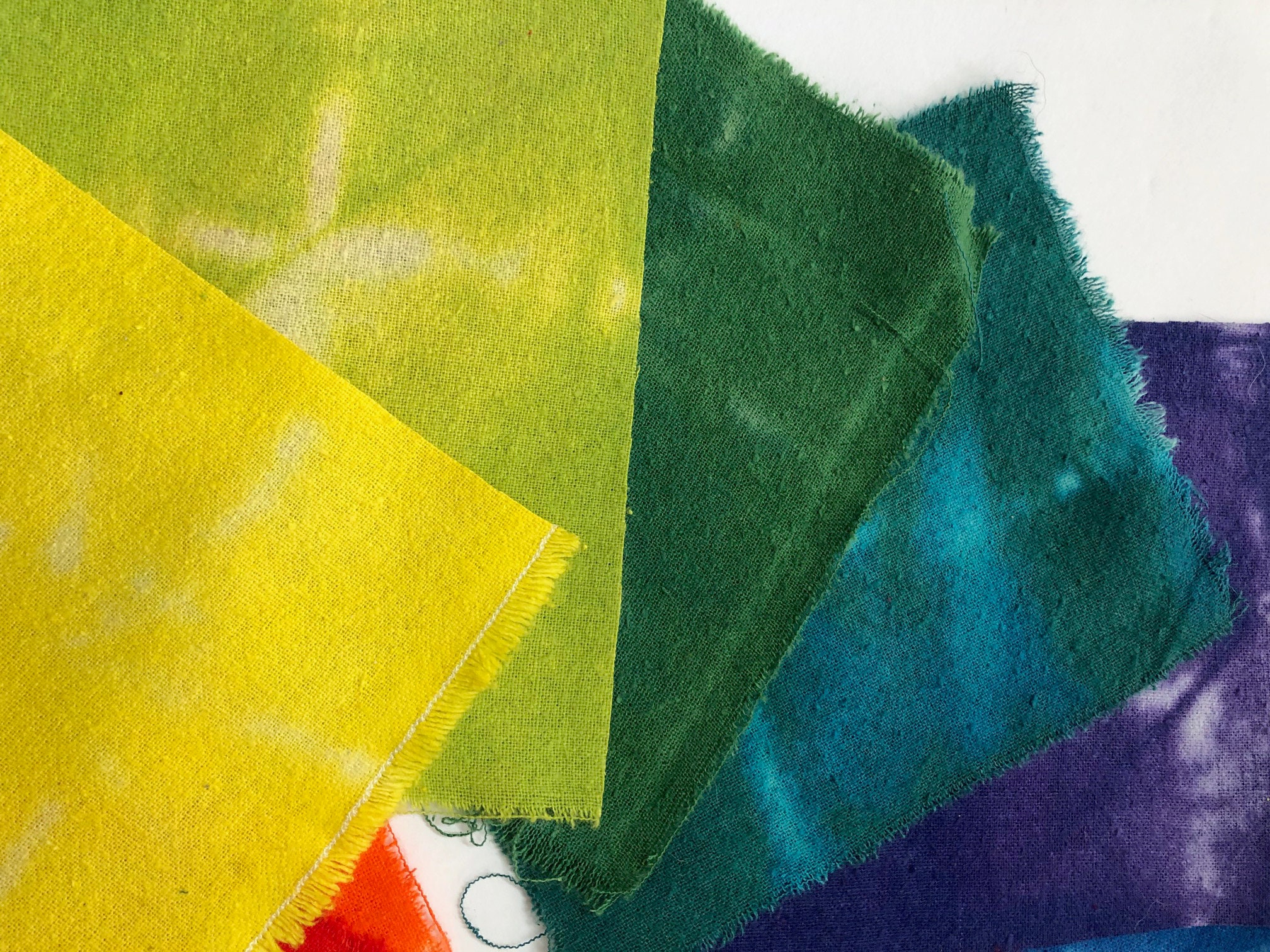 12 Hand-dyed Variegated Silk Noil Test Fabrics (12) 4 X 5.5" Multi ...