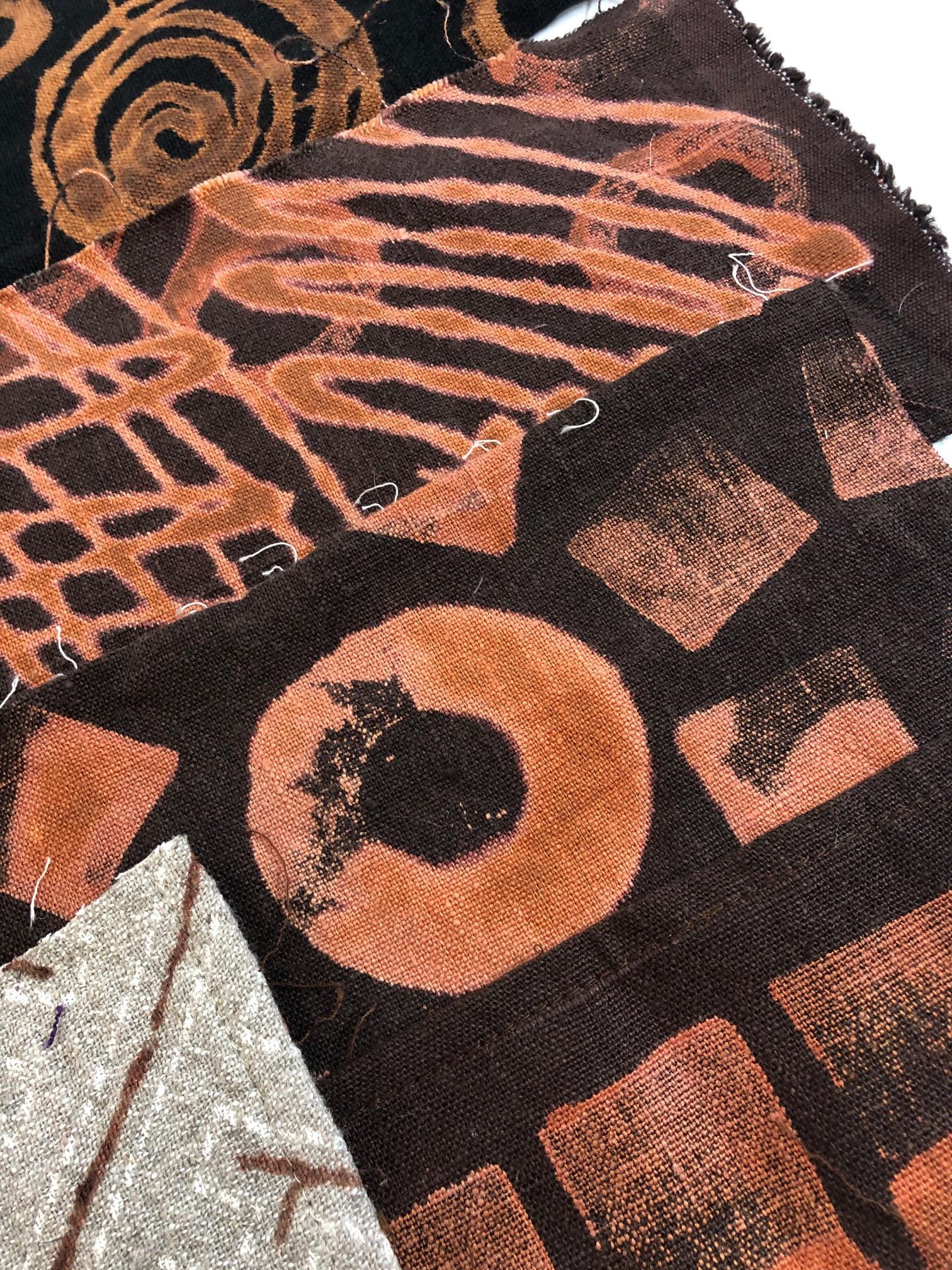 10 Hand-printed Earthy Linen Test Fabrics, Rustic Heavyweight Linen ...