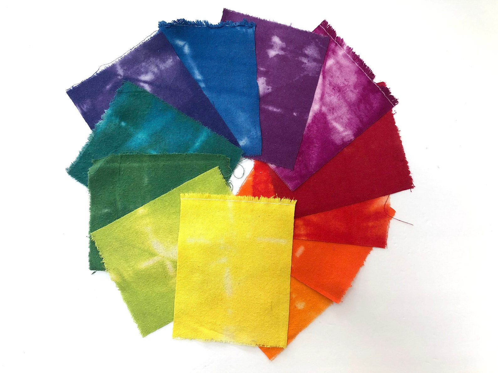 12 Hand-dyed Variegated Silk Noil Test Fabrics (12) 4 X 5.5" Multi ...