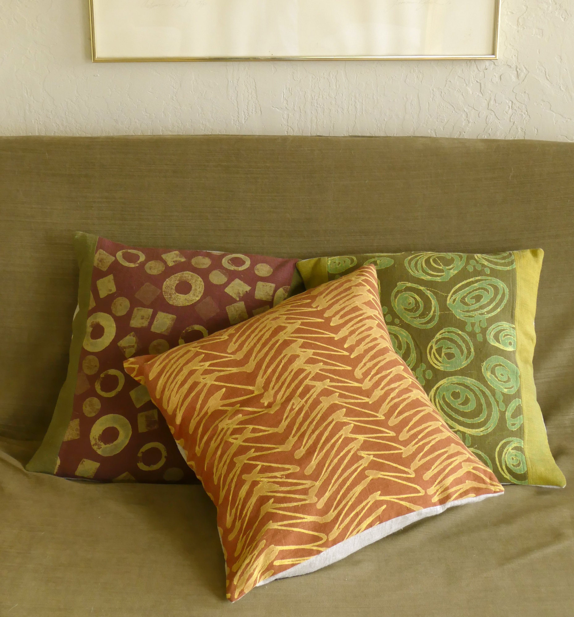 2nds: Hand-printed Linen Pillow Cover in Celery Gray Blue - Etsy