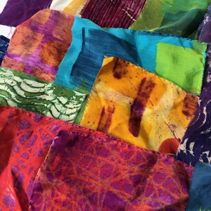 20 Hand-printed Silk Test Fabrics, 4x6 to 7x7 Inches, Shimmery Collage ...