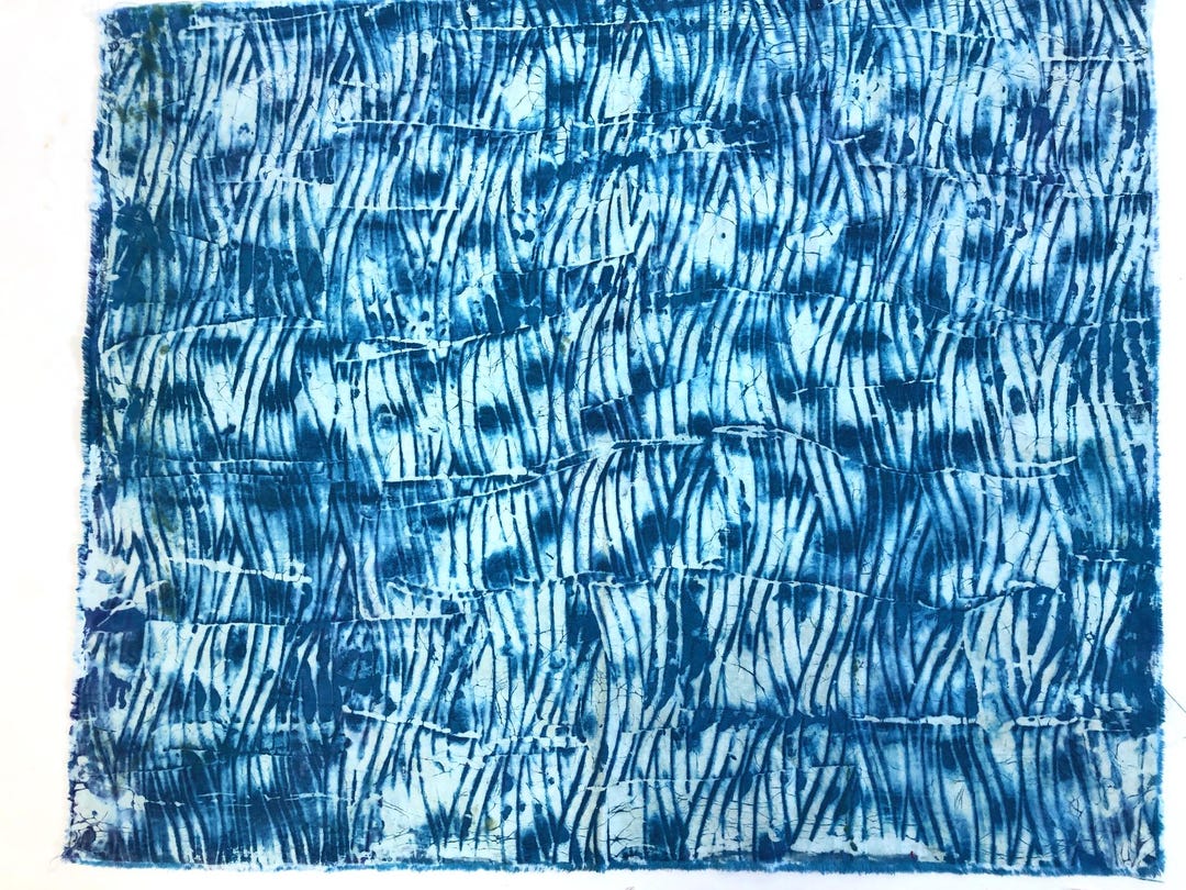 Hand-dyed Kona Cotton Fabric 18 X 22" Cerulean Blue Wave Pattern. Fat ...