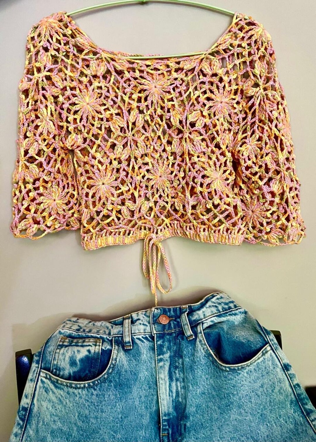 Crochet Top Mixed Color, Crochet Top for Girl, Boho Style Top, Gift for ...