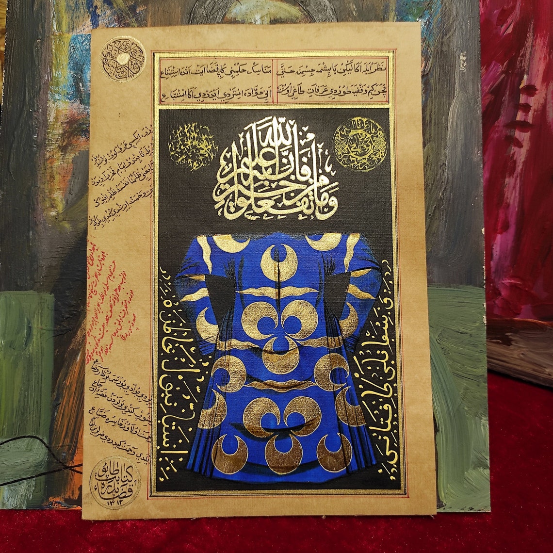 Original Ottoman Turkish Miniature Painted on Old Paper Sultan's Caftan ...