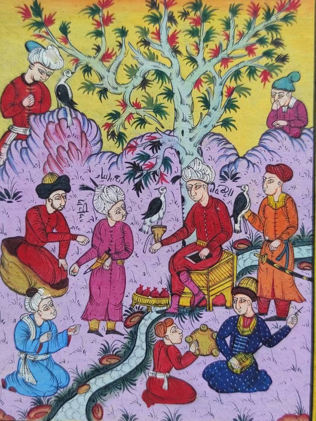 Ottoman Turkish Miniature Painting: Hand-painted Prince on Antique ...