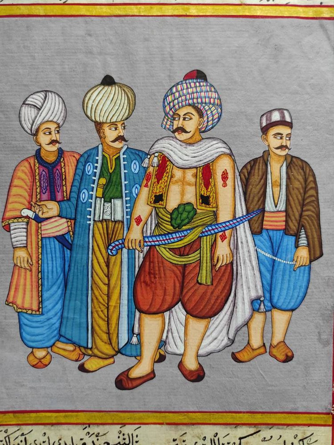 Ottoman Soldiers Miniature Painting: Antique Turkish Art on Paper - Etsy