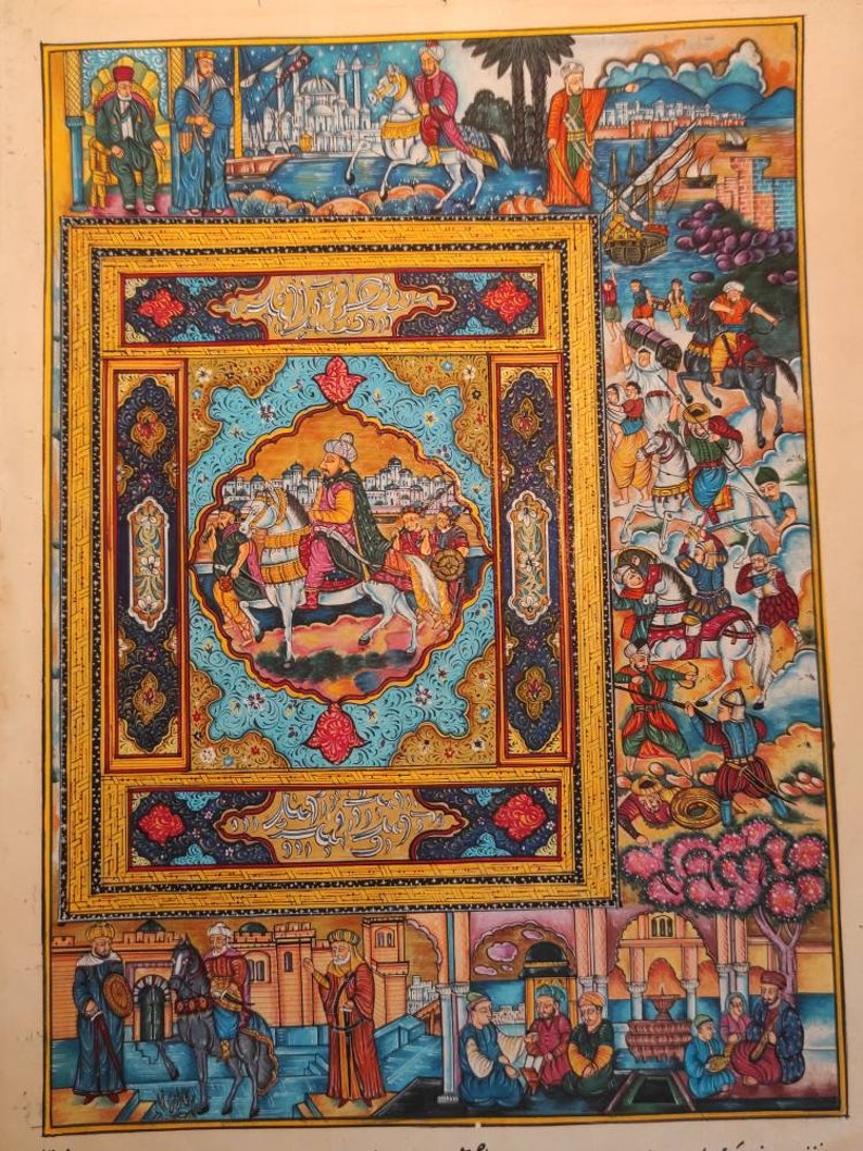 Miniature Art, Turkish Miniature, Art on Antique Paper, Ottoman ...