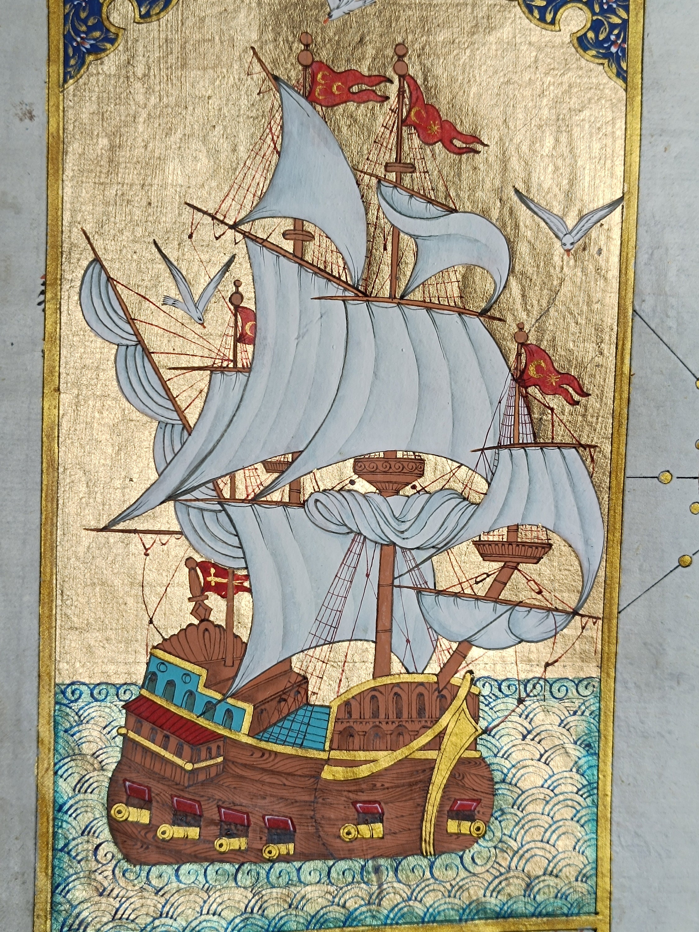 Miniature Art on Antique Paper, Ottoman Miniature, Art on Old Page ...