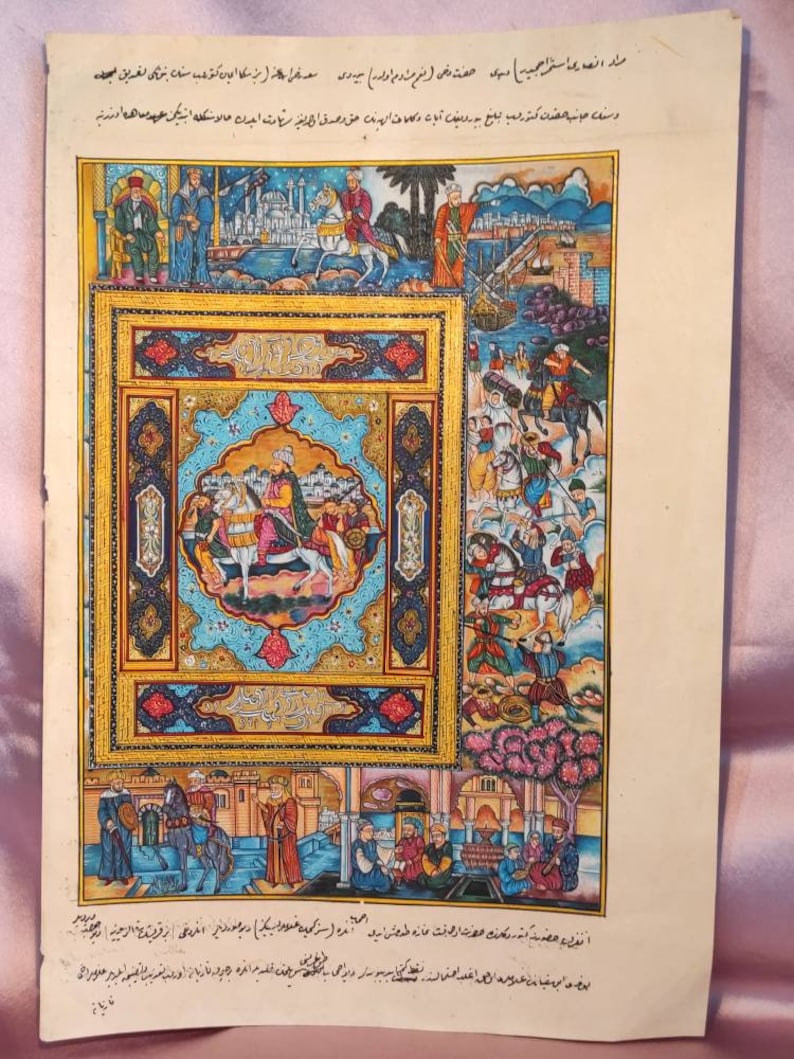 Miniature Art, Turkish Miniature, Art on Antique Paper, Ottoman ...