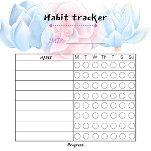 Floral Weekly Printable Habit Tracker Log, Digital Planner Page - Etsy