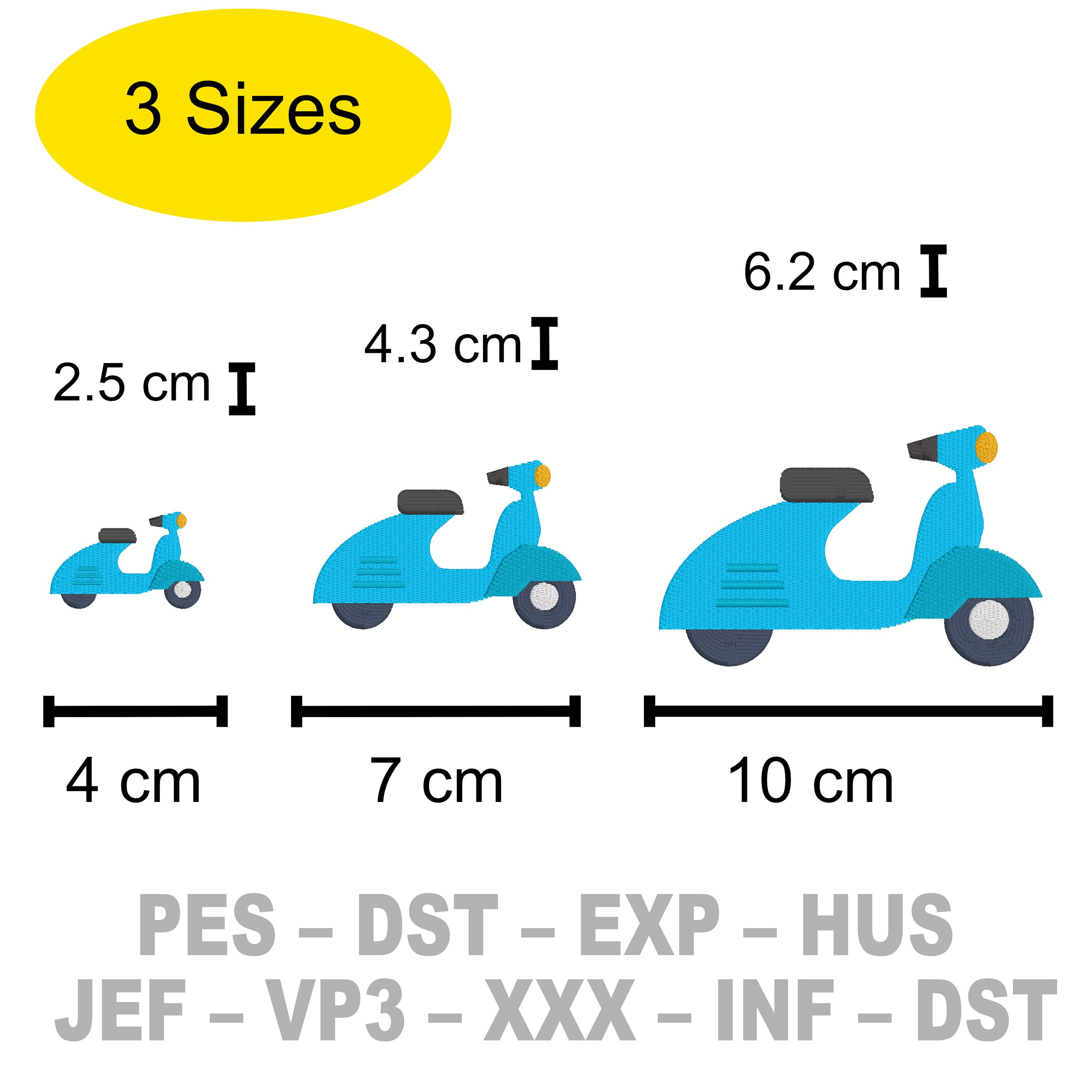 Vehicels - Embroidery Design Files - Bicycle - Scooter - Motorcycle ...