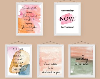 Printable Wall Art, Motivational Poster Bundle, Watercolor, Quote Wall ...