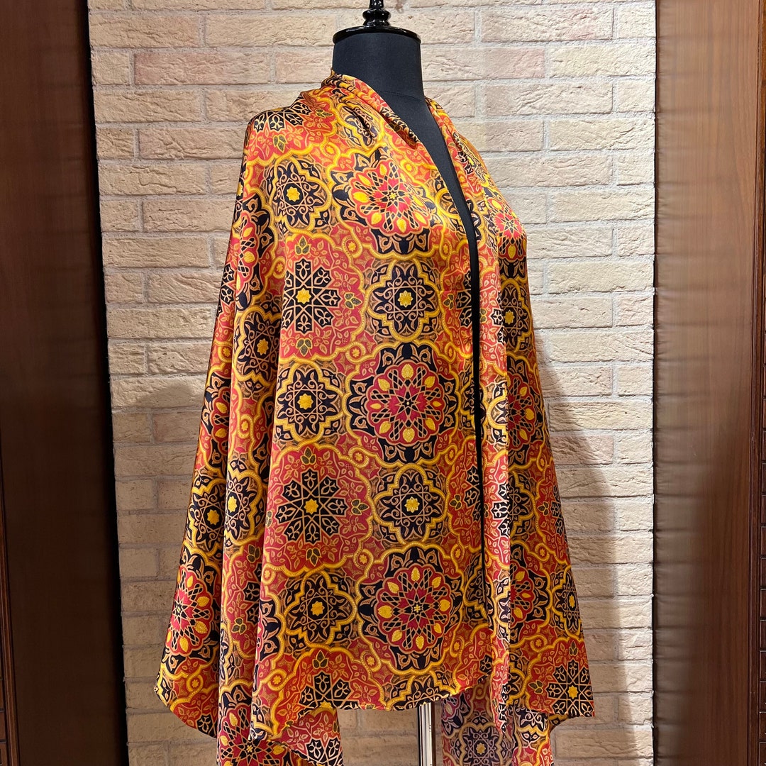 High Quality Big Size -oversized Pure Mulberry Silk Scarf. Orange and ...