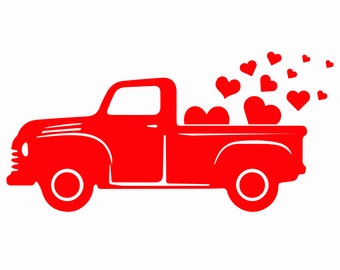 Valentines Red Truck Svg Cut Files PNG - Etsy