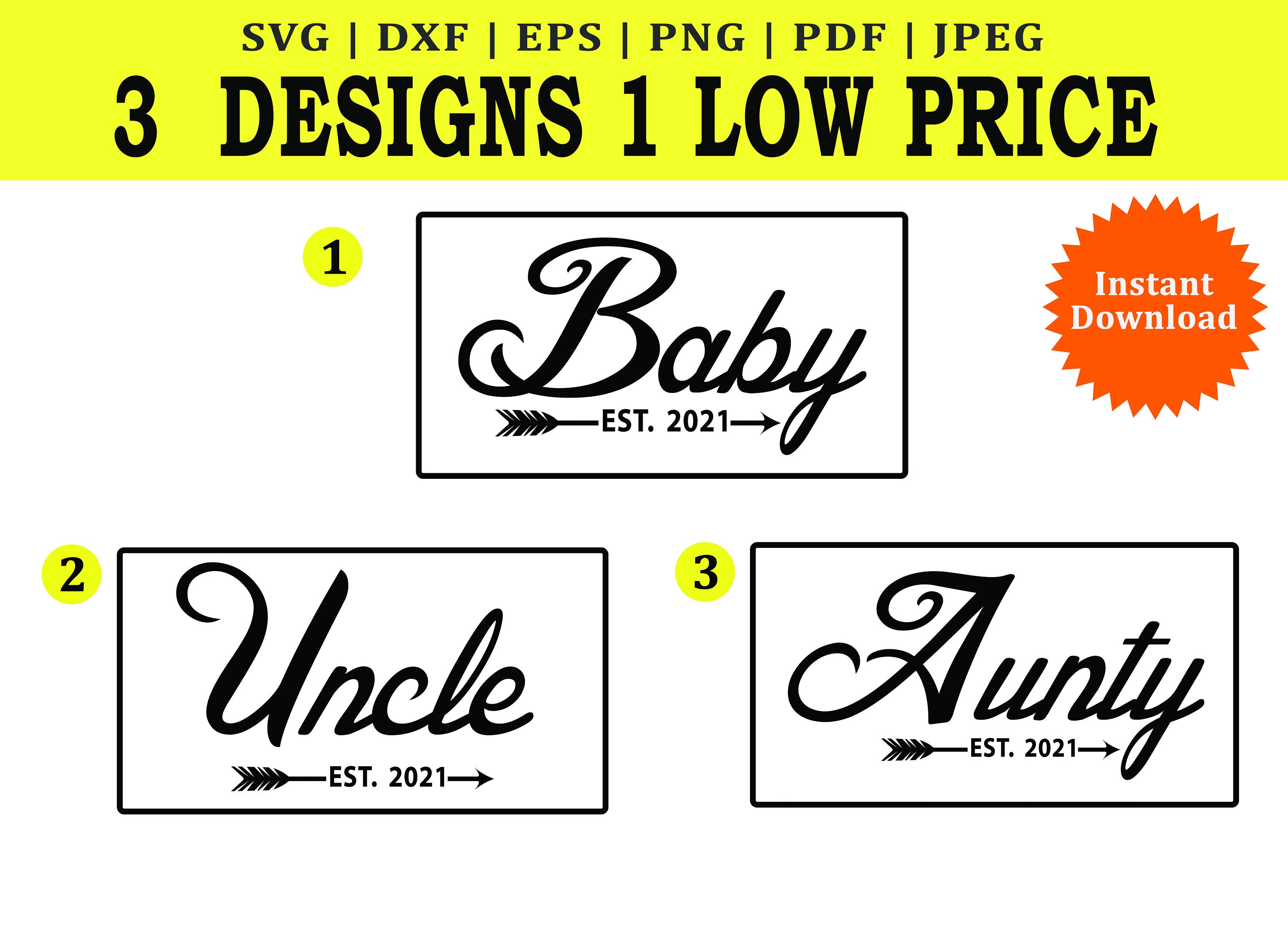 Uncle Svg, Aunty Svg, Mommy Baby Svg, Mommy and Baby Est 2021 Svg ...