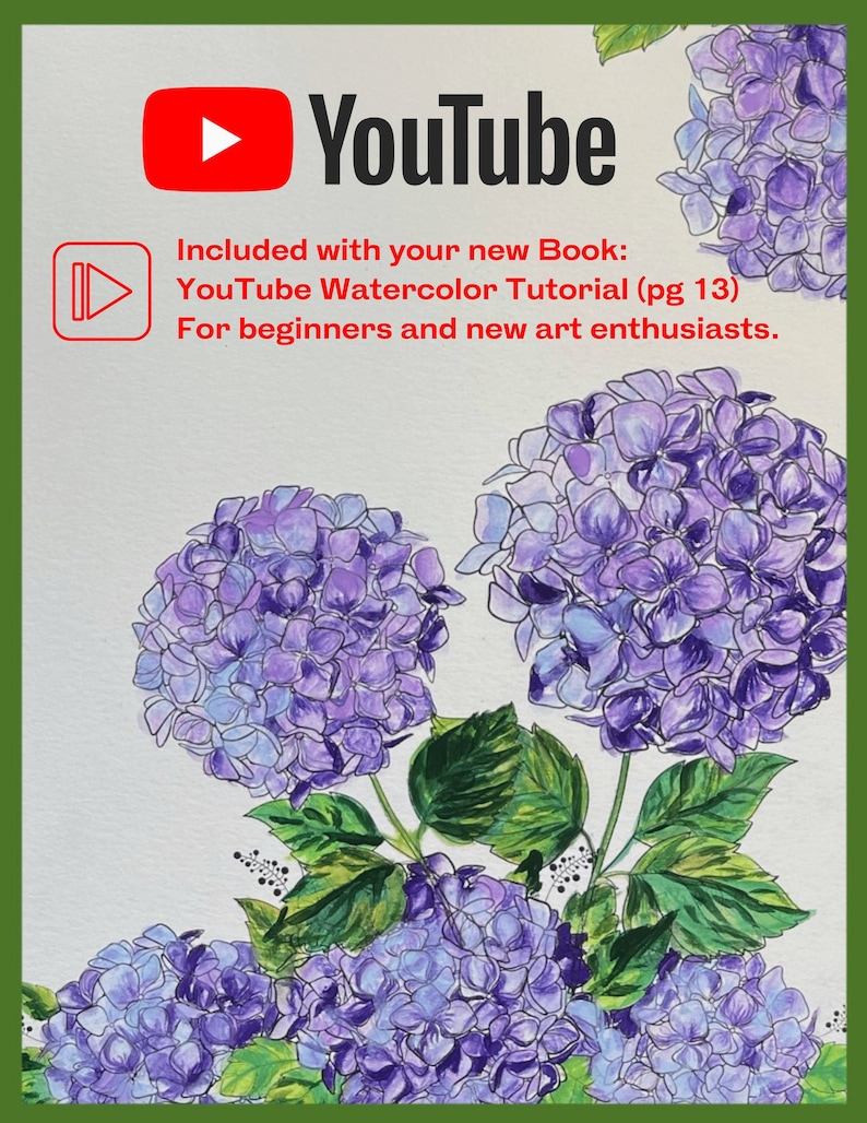 Botanical Coloring Book Watercolor Flower Painting Pages | Etsy