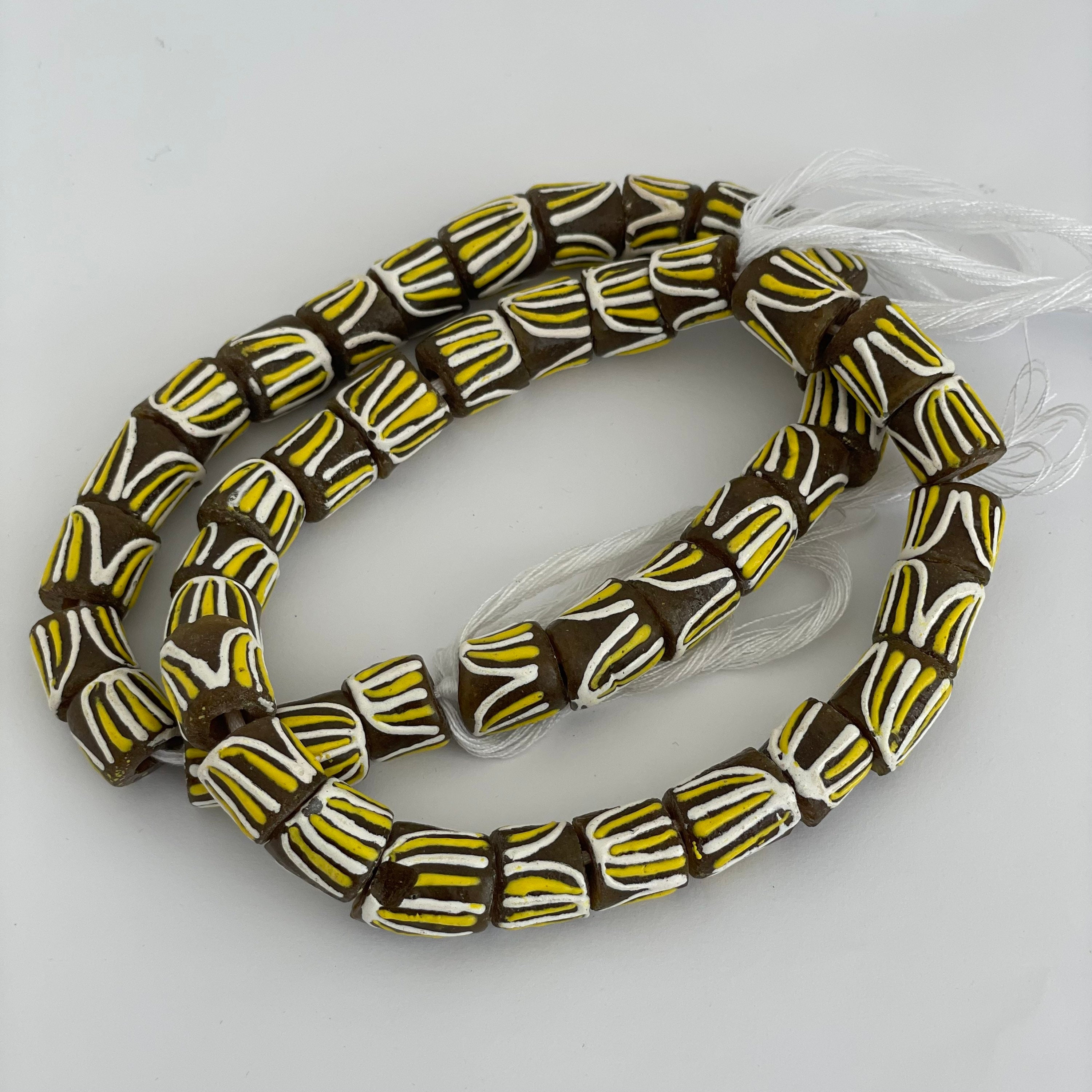 23 Hand Painted Krobo Beads, Recycled Glass Powder Beads Ghana African ...