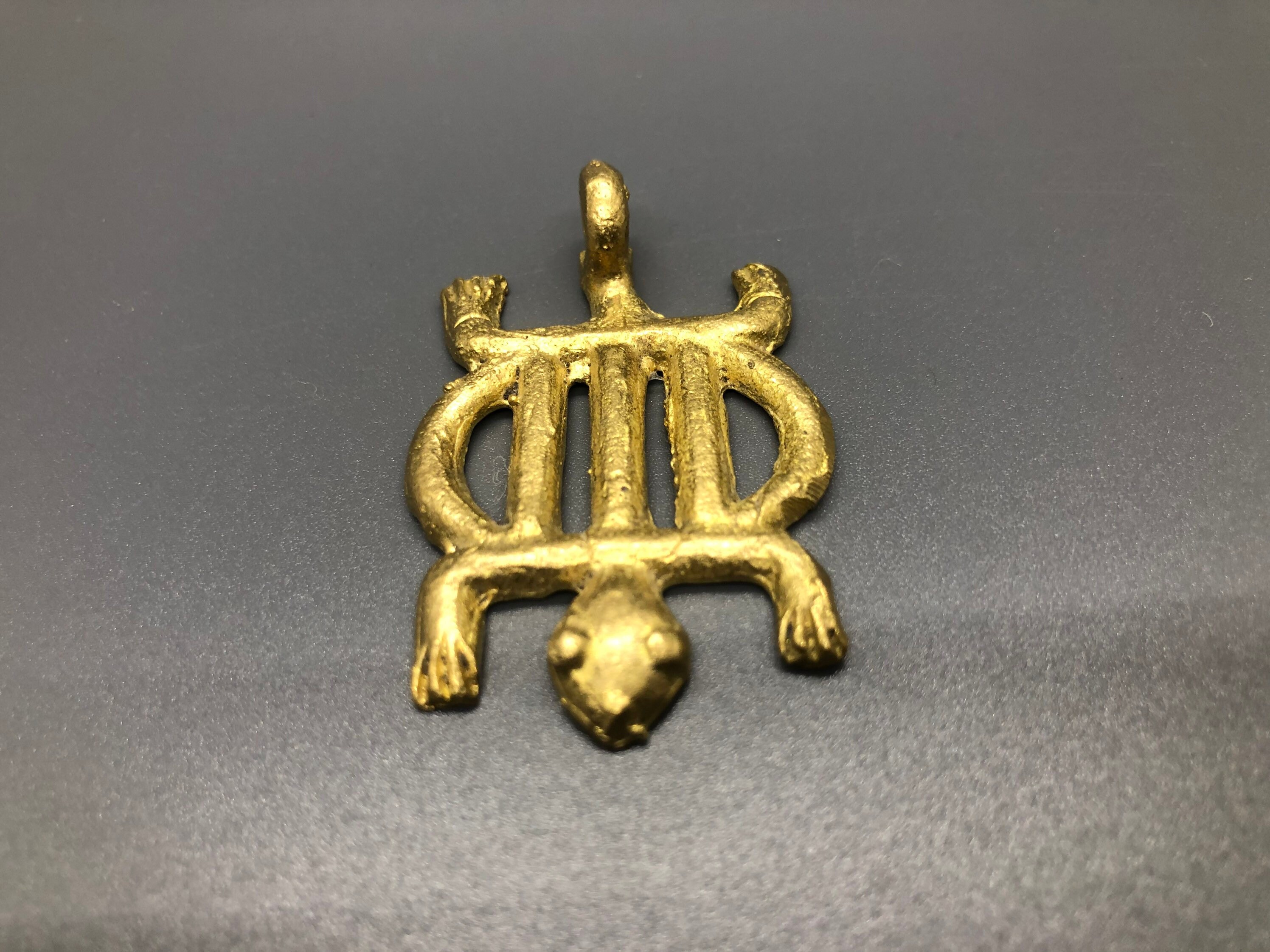 African Brass Pendant Adinkra Symbol Denkyem Ashanti - Etsy
