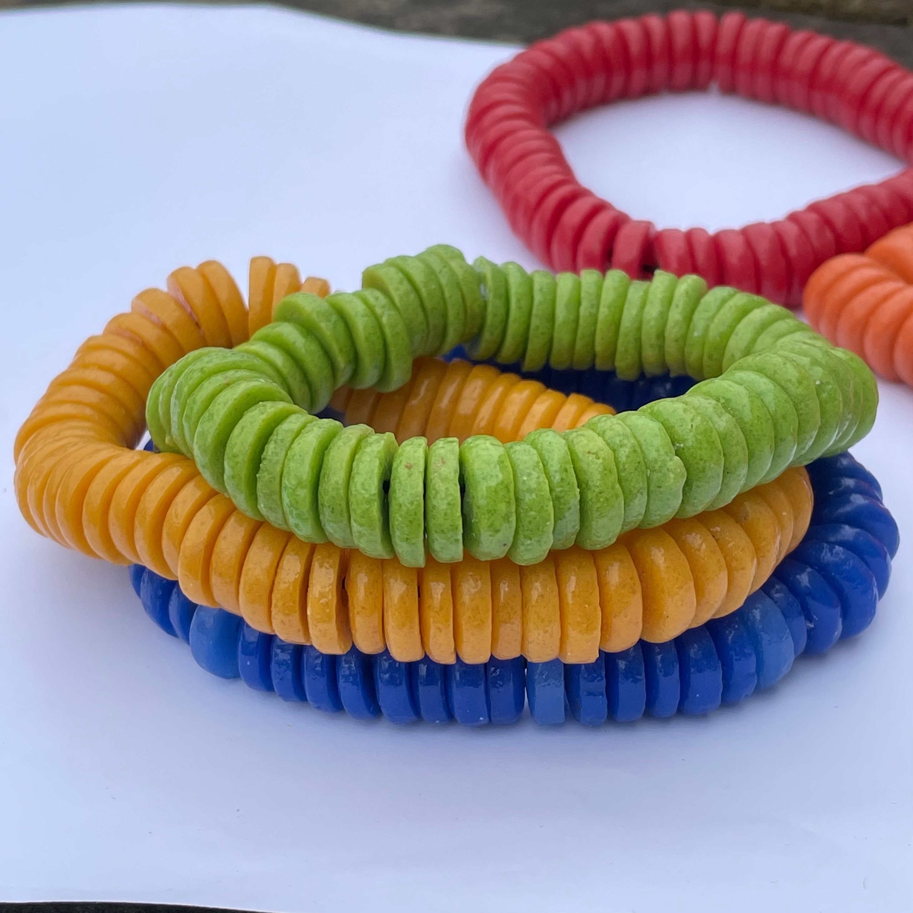 Disc Spacer Beads Made in Ghana, African Krobo Recycled Glass Powder ...