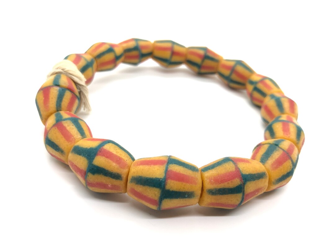 Kente Krobo Glass African Beads 15x20mm Bi-cone, Ethnic Tribal Beads ...