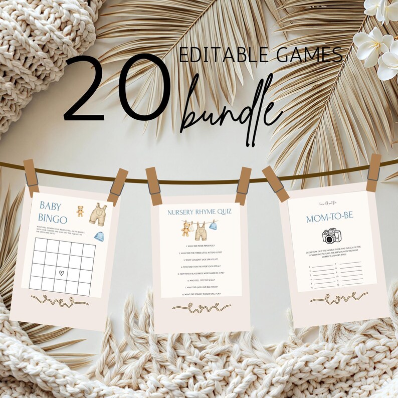 Editable It's A Boy Baby Shower Bundle, Clothes Line Shower Invite ...