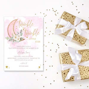 Twinkle Twinkle Little Star Baby Shower Invitation Template ...