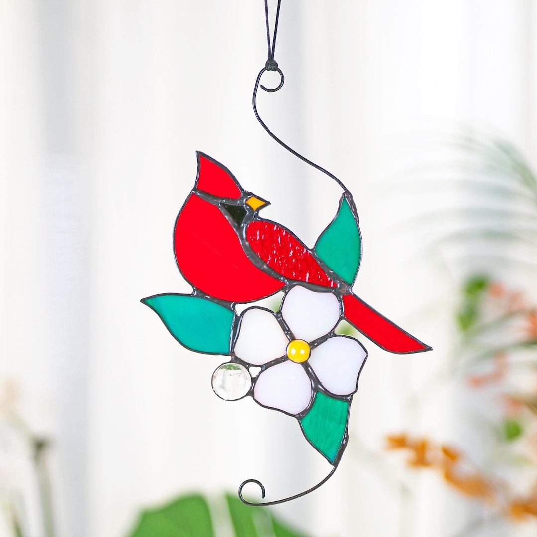 Cardinal Stained Glass Window Hangings Cardinal Bird Suncatcher Mothers ...