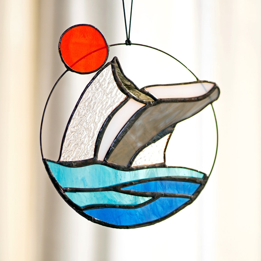 Marine Stained Glass Whale Window Hangings Suncatcher Whale Sun Catcher ...