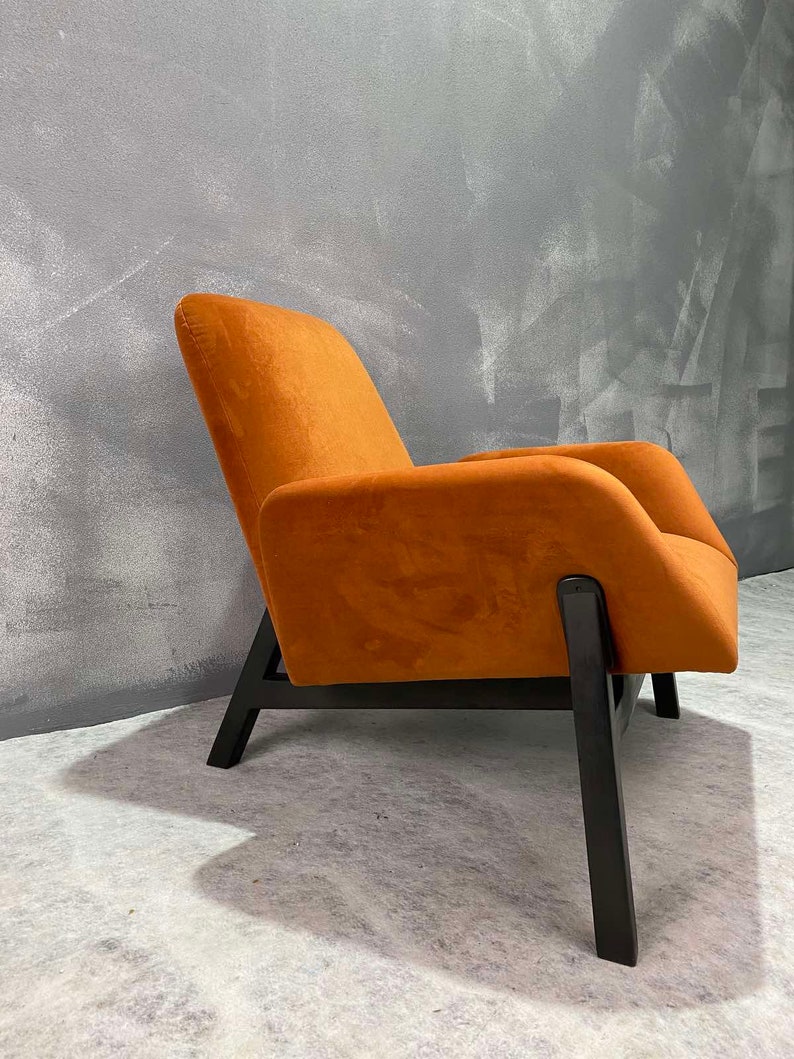 Orange Velvet Accent Chair - Etsy