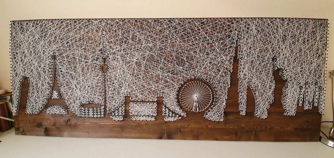 Large String Art on Timber Board. Skyline of World Landmarks - Etsy
