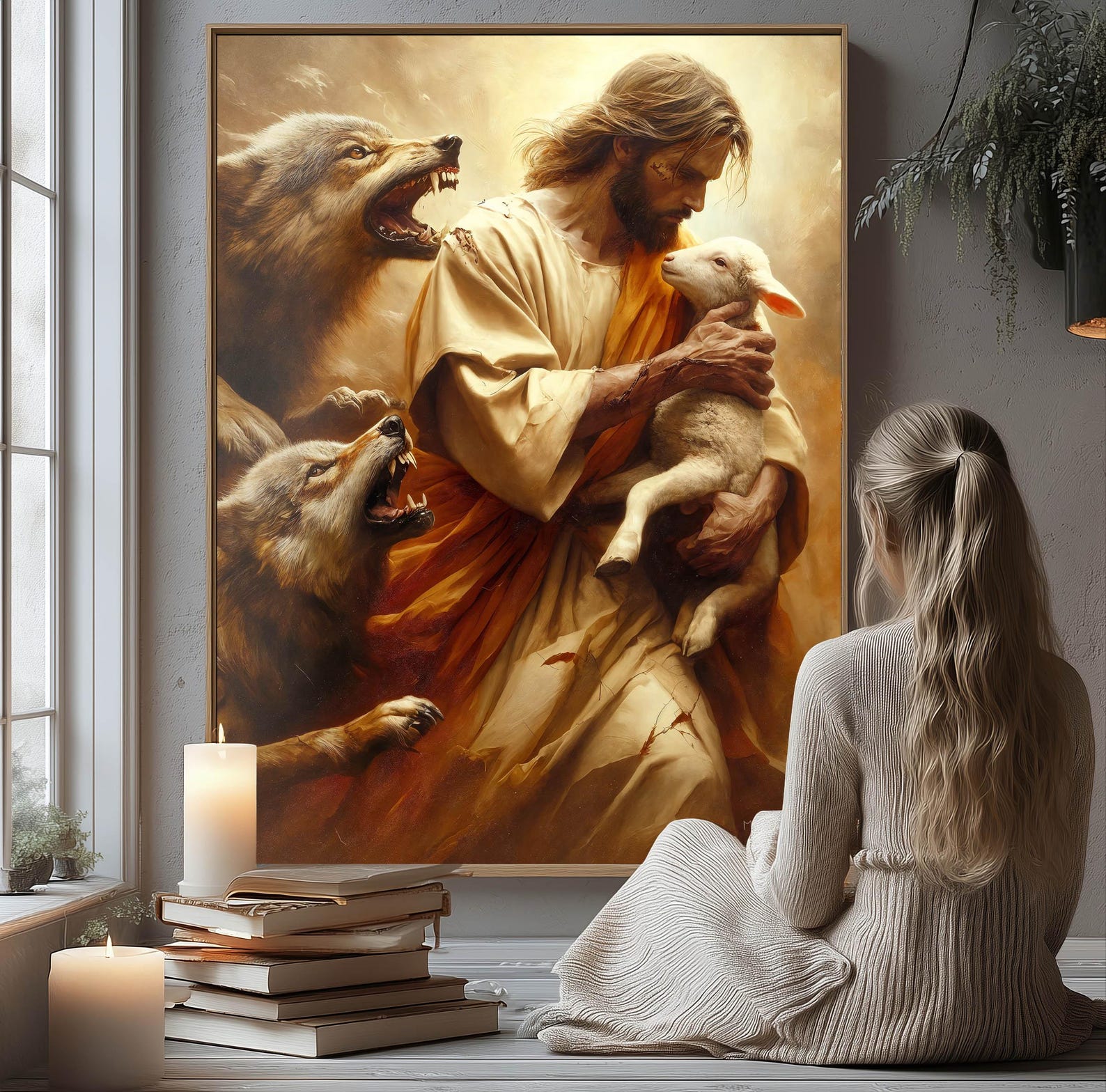 Jesus My Protector - Jesus Rescuing Lamb From Wolves, Protecting Saving ...