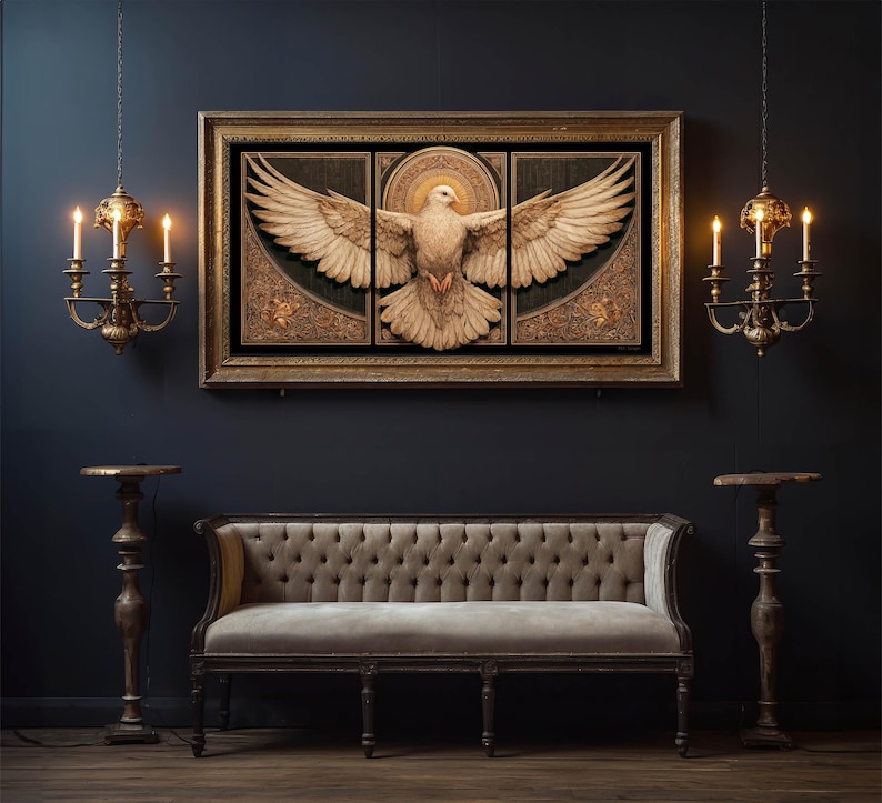 The Paraclete - Holy Spirit, Dove, Triptych Panel, Wide, Panoramic ...