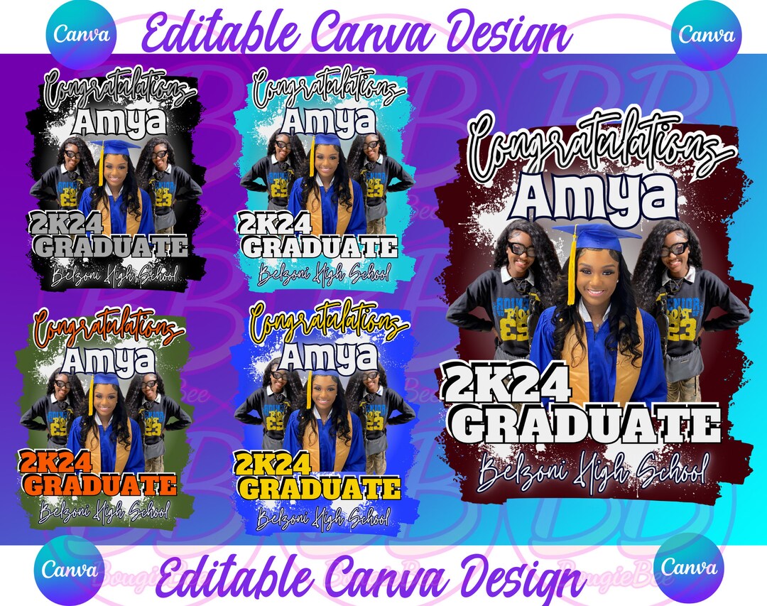 2024 Graduation T-shirt Design: Editable Canva Template (PNG Download ...