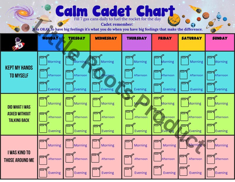 Space-themed Behavior Chart for Kids | Calm Down & Reward Tracker ...