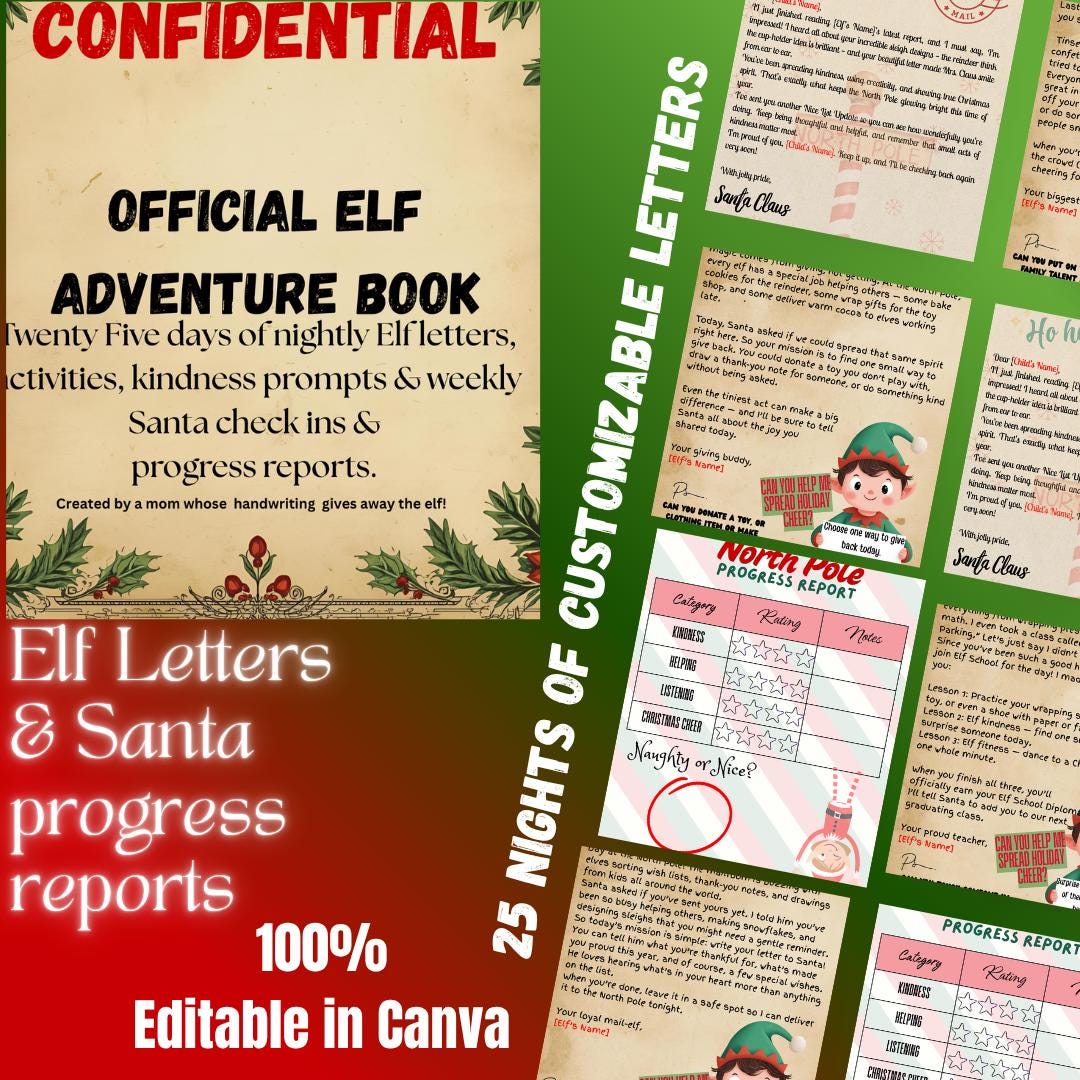 25-day Elf Adventure Book | Elf Editable Letters & Activities ...