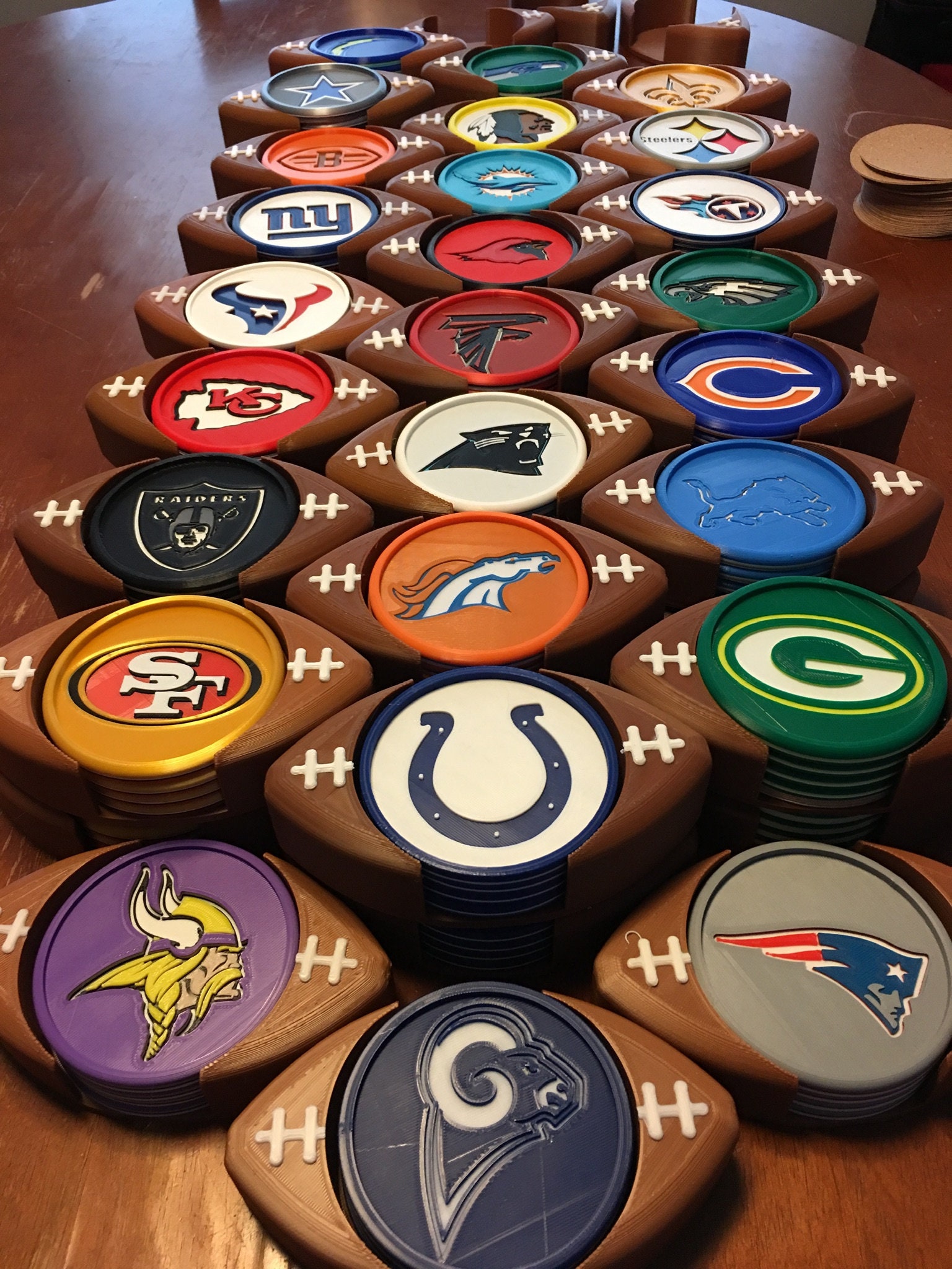 3D Printed Coasters X4 With Football Holder. Coasters Are Lined With ...