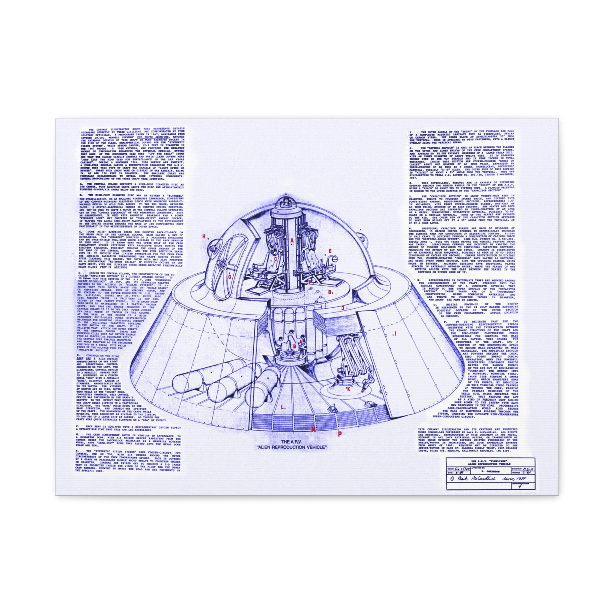 Hi Res Alien Reproduction Vehicle Canvas by Mark Mccandlish - Etsy