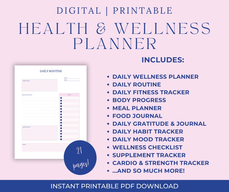 Printable Health and Wellness Planner - Etsy
