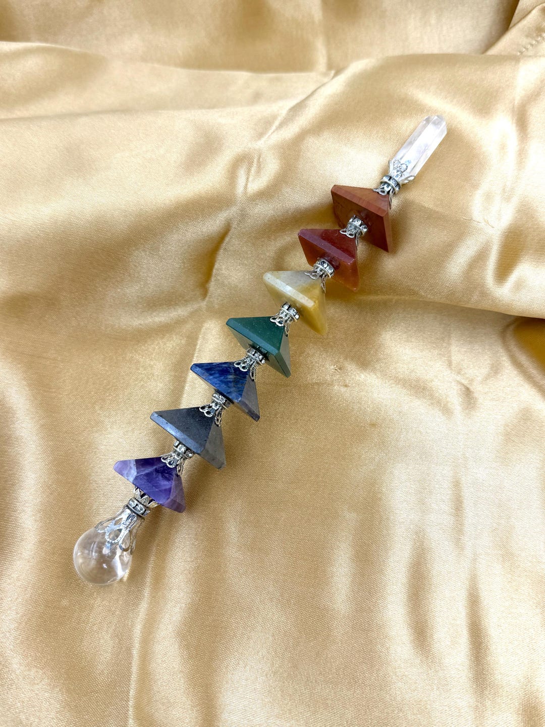 7 Chakra Healing Wand - Genuine Gemstone Crystal Wand for Reiki ...