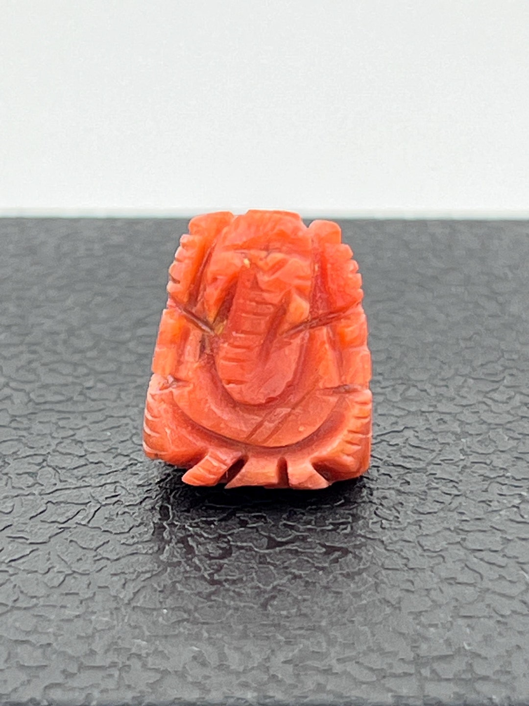 Certified Natural Red Coral Ganesha Idol | 13.70 Carat Hand-carved ...