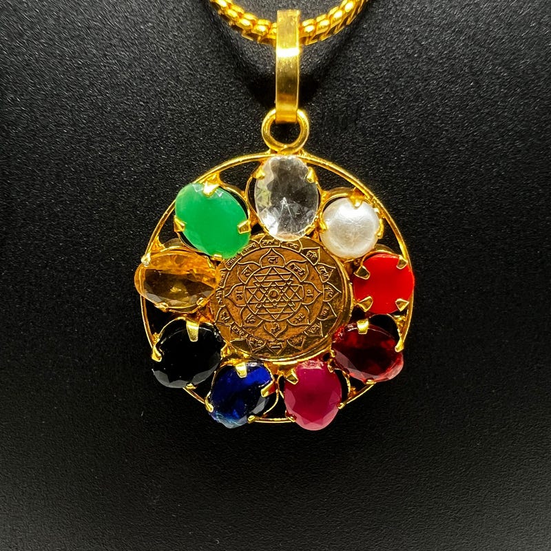 Navratan Silver Necklace - Etsy