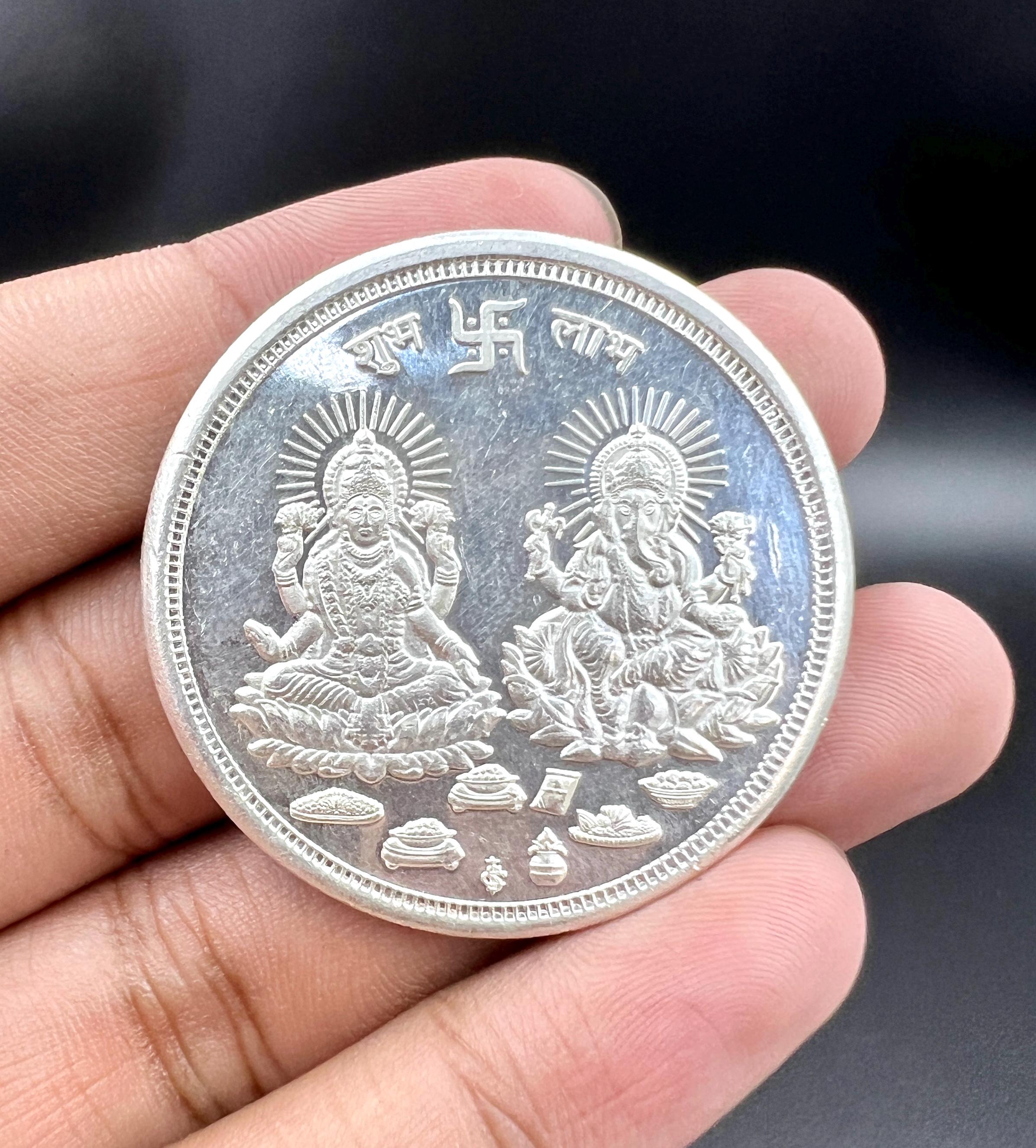 999 Pure Silver Lakshmi Coin: Diwali Pooja Gift (5, 10, 20g) - Etsy