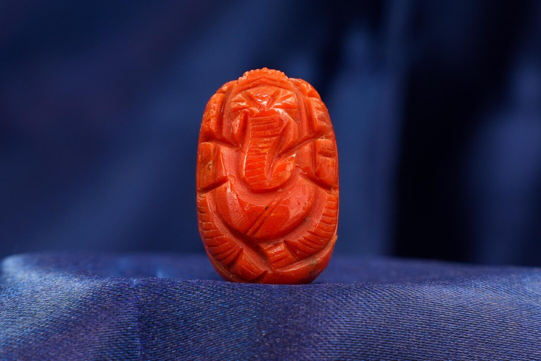 Hand-carved Coral Ganesha Idol: 35.25 Carats, Gemstone Figure - Etsy