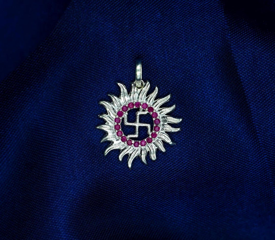 Hindu Swastik Pendant in 925 Sterling Silver | Spiritual Sun Symbol ...
